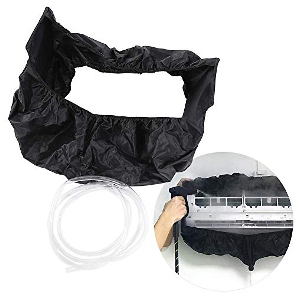 Air Conditioning Bag, Wall-Mounted Waterproof Air Conditioner Protector Bag Washing Cover for Home Office, Black