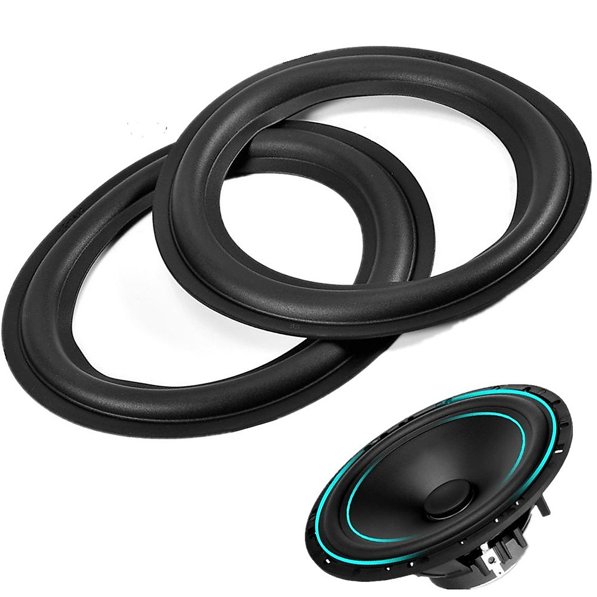 2pcs 6 inch Perforated Rubber Speaker Foam Edge Surround Rings Replacement Parts for Speaker Repair or DIY