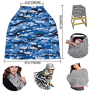 Camouflage Baby Nursing Cover for Breastfeeding, Navy Blue Black Army Camo Breathable Stretchy Nursing Scarf Carseat Canopy for Boys or Girls Stroller Car Seat Covers