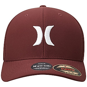 Hurley Men's H20 Dri One & Only Flexfit Baseball Cap, Size Large-X-Large, Burgundy