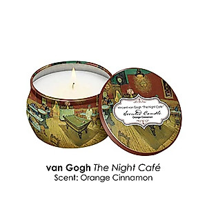 Fine Art Inspired Scented Candles Gift Set, Aromatherapy 8% Essential Oil Fragrance, 4 Pack 4.4 oz Soy Wax Candles, Reusable Decorative Tin, 25-30 Hour Burn Time Each Candle | Van Gogh at Night
