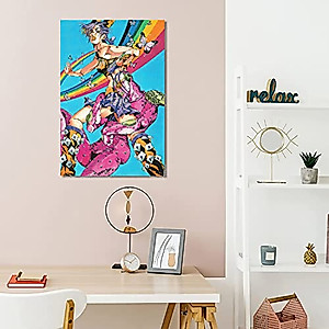 KGARB Jjba Poster JoJos Bizarre Adventure Poster Jolyne Cujoh Canvas Wall Art Print Picture for Office Room Decor Gift 16" x 24" Unframed