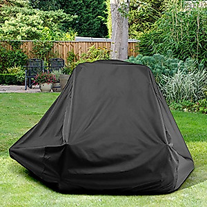Zero-Turn Mower Cover, Universal Fit Heavy Duty 600D Polyester Oxford, Weatherpoof UV Protection with Windproof Buckle, Drawstring & Cover Storage Bag, Tractor Cover Up to 60" Lawn Mower Decks