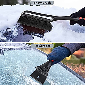 FOVAL 27" Ice Scraper Snow Brush, Wider Snow Scraper(4.73" Width) Snow Removal Car Brush with Comfortable Foam Grip for Cars, Trucks, SUVs, Windshield, Window - Winter Tool(Black)