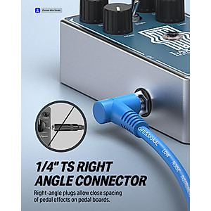 Donner 6 Inch Guitar Patch Colored Cable 6-Pack, TS 1/4" Right Angle to TS 1/4" Right Angle