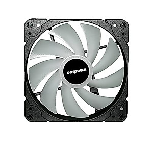 corpuwn 3 Pack 140mm ARGB Case Fans Nine-Blade High Airflow PWM Computer Cooling Fan Sealed Bearing 3-Pin Customizable LED Fans with Hub＆Rubber dampening