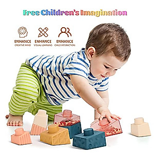 Toddler Montessori Toys for 2 Year Old Boys Girls Gift Baby Sensory Stacking Building Blocks Learning Educational Irregular Square Autism Toys for 18 Plus Months Age 2 3 4 One Two Year Old Kids