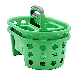SIMPLYKLEEN Shower Caddy with Handle 2-Pack Plastic Bathroom Storage Organizer, Green Made in the USA
