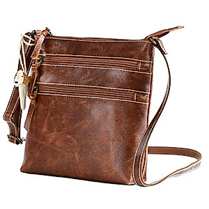 Hide N Craft Stylish Full Grain Real Leather Crossbody Bag For Women Crossover Purse, Long Shoulder, with Adjustable Strap, 2 Front and Internal Pocket, Girls Handbag (8.5x2x9 inches) – Brown