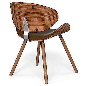 SIMPLIHOME Marana 18 Inch Wide Mid Century Modern Dining Chair in Deep Tan Vegan Faux Leather, For the Dining Room