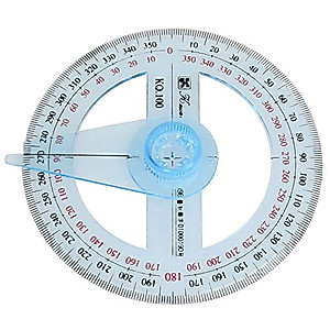 Longdex Swing Arm Protractor Plastic 4Inch 360 Degree Protractor with Swing arm