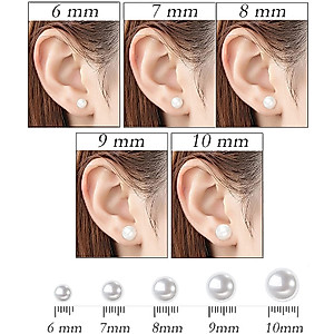 lureme 4 Pairs Round Simulated Shell Pearl Stud Earrings Pack (er006323-2)