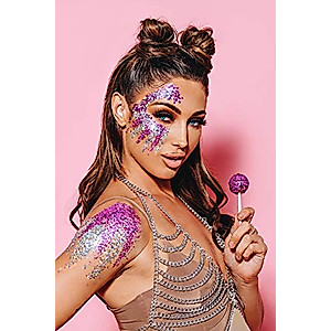 Hemway Fuchsia Pink Rose Gold Mix Glitter Chunky Multi Purpose Dust Powder Arts & Crafts Decorations Costumes Makeup Cosmetic Face Eye Body Nails Skin Hair Festival 10g