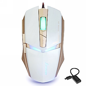 Qisan Gaming Mouse USB Wired Mouse 1600 DPI Adjustable LED Cool (Black)