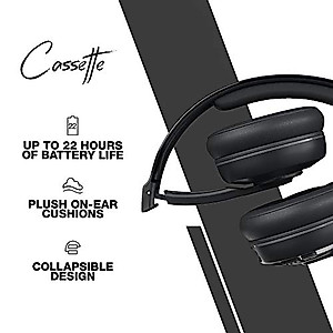 Skullcandy Cassette Wireless Headphones for iPhone and Android with Microphone / 22 Hour Battery / Best for Music, School, Travel, and Gaming / Bluetooth Headphones Over-Ear - Black