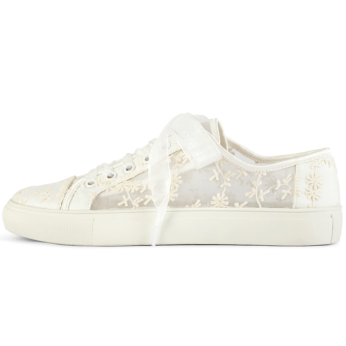 JIAJIA 8835 Wedding Shoes Bridal Sneakers Flats Bride Tennis Shoes Lace Sneakers Colour Ivory,Size 8 B(M) US/39 EU