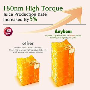 Anybear Cold Press Juicer, 200W Masticating Slow Juicer 4.3" Large Feed Chute Fit Whole Fruits Vegetables | Upgraded Auger | Tritan Materials | BPA Free | Easy to Clean with Brush| Juice Recipes