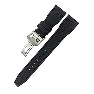 MURVE Watchband 20mm 21mm 22mm For IWC Le Petit Prince Big Pilot TOP GUN IW3777 Sport Fiber Canvas Watch Strap (Color : Black round buckle, Size : 22mm)