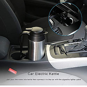 Car Kettle Boiler Sunsbell 650ml Car Heating Travel Cup Stainless Steel Mug Car Coffee Cup Warmer with DC 12V Charger for Car (Kettle Boiler)