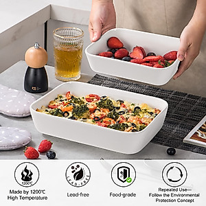 UNICASA Casserole Dishes - White Baking Dish for Oven, Ceramic Lasagna Pans 9 x 13 In, Oven Safe Bakeware Set of 3 for Kitchen Cooking, Cake, Banquet and Dinner