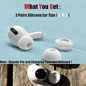 Acediar AirPods Pro Replacement Ear Tips [3 Pairs] for AirPods Pro1,2, Silicon Earbuds Tips with Noise Reduction Hole, Fit in The Charging Case (Sizes S/M/L, White)