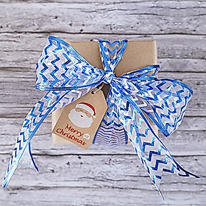 MEEDEE Christmas Ribbon 2.5 Inch 6 Rolls 36 Yards Royal Blue Wired Ribbon Bulk Silver Blue Christmas Tree Decoration Ribbon Perfect for Gift Wrapping Tree Garland Topper Swag Wreath Bow Lantern Decor