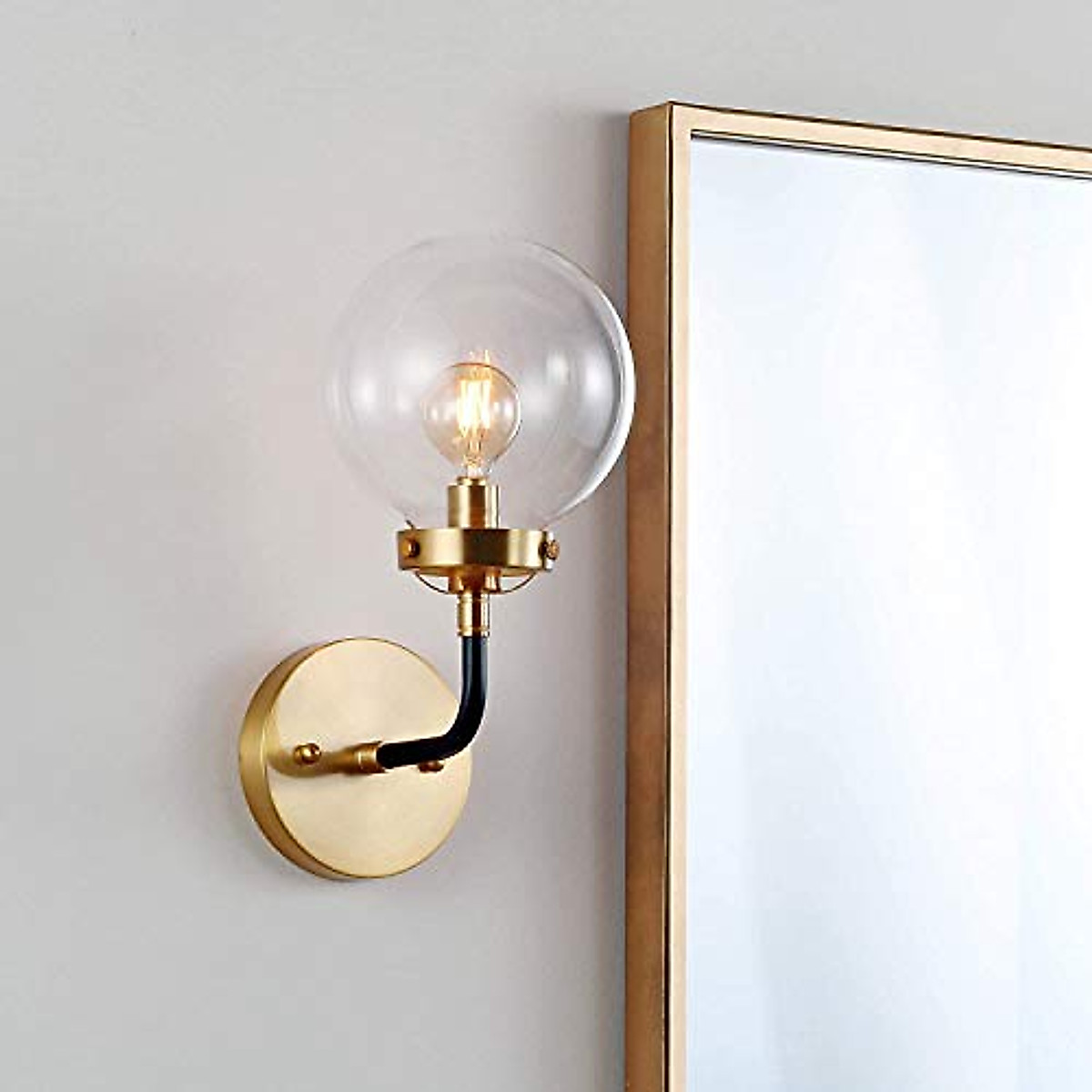 JONATHAN Y JYL9009A Caleb 1-Light 6" Brass Wall Sconce Contemporary Reversible for Bedroom Livingroom Bathroom Hallway, Brass Gold/Black