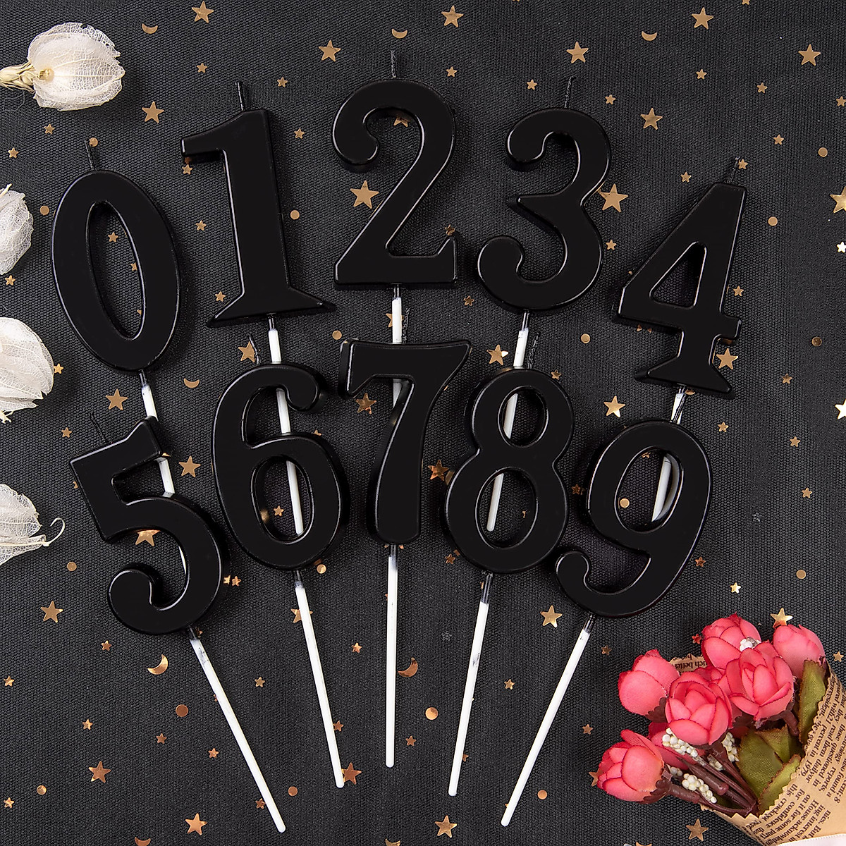 PHD CAKE 2.76 Inch Modern Black 1 Number Birthday Candles, Black Number Candles, Cake Number Candles, Party Celebration