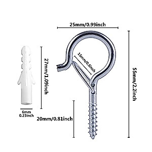 TAIHUIMY 16 Pack Q-Hanger Hooks for Outdoor String Lights, Eye Hooks Screw Christmas Rope Light Clips, Wall Cabinet Ceiling Hooks with Safety Buckle for Wire Party Light Plants Wind Chimes