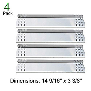 Stainless Steel Grill Heat Plate Shield Tent Replacement for Nexgrill 720-0830H, Grill Master 720-0697, 720-0737,Uberhaus 780-0003 Gas Grill 14 9/16" x 3 3/8"(4 Pack)