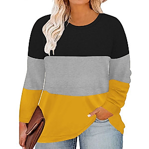 VISLILY 3x Womens Tops Plus Size Long Sleeve Shirts Loose Fit Tunic D 24w