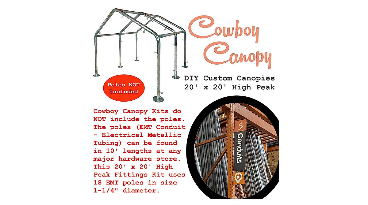 Cowboy Canopy 20' x 20' High Peak Carport Kit