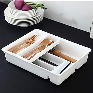 Storage rack plastic cutlery tray for separating kitchen drawers, 31.2×23.9×6.6cm