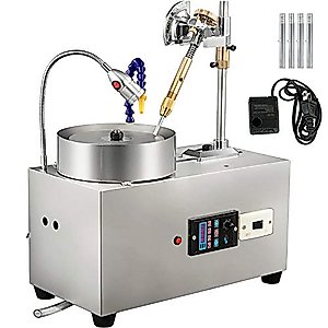 VEVOR Gem Faceting Machine 180W Jade Grinding Polishing Machine 3000RPM Rock Polisher Jewel Angle Polisher with Faceted Manipulator Led Light and Water Pump Flat Grinder for Jewelry Polisher(110V)