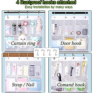 MISSLO Mesh Shower Organizer Hanging 15 Pockets Over the Door Bathroom Storage, Extra Large Capacity for Toiletry Accessories, White