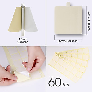 Sonicism 60 Pack Pyramid Double Sided Tape Squares for Acoustic Foam Sheets, Heavy Duty Wall Mounting Tape Squares for Polyester Foam Acoustic Panels, 1.4-in Squares, Transparent