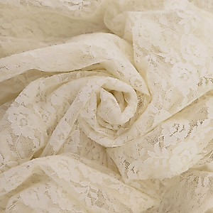 R.Vivimos Women Lace Long Skirts Summer Elastic Asymmetrical Layered Hem Sexy See-Through Beach Floral Maxi Skirts (Medium, Beige)