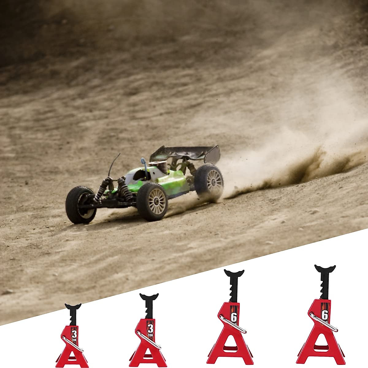 Rc Car Jack Stands Toy, 4Pcs 1/10 Scale High Simulation 6 Ton 3 Ton Toy Cars Stands Metal Jack Stand Rc Crawler Car Stands Model for D90 Wraith Scx10 1/10 Rc Crawler Accessories