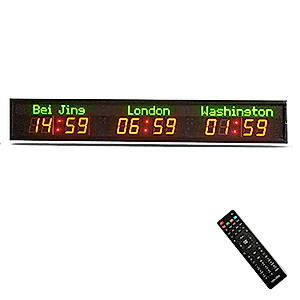 THINKHONGHAO Zhong Xiaoxiao Brand LED red and Green Digital Electronic 3 City World Clock Summer Digital World Clock displays time Brightness at Different Times