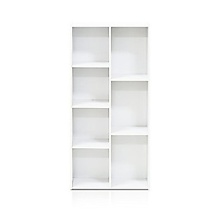 Furinno Pasir 3 Tier Display Bookcase, White & Luder Bookcase/Book/Storage, 7-Cube, White