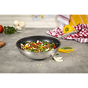 KUHN RIKON Allround Oven-Safe Induction Non-Stick Wok, 24 cm, Stainless Steel, Silver