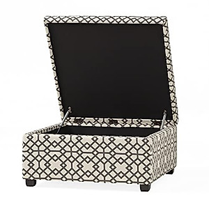 Christopher Knight Home Tempe Fabric Storage Ottoman, Grey Geometric Patterned