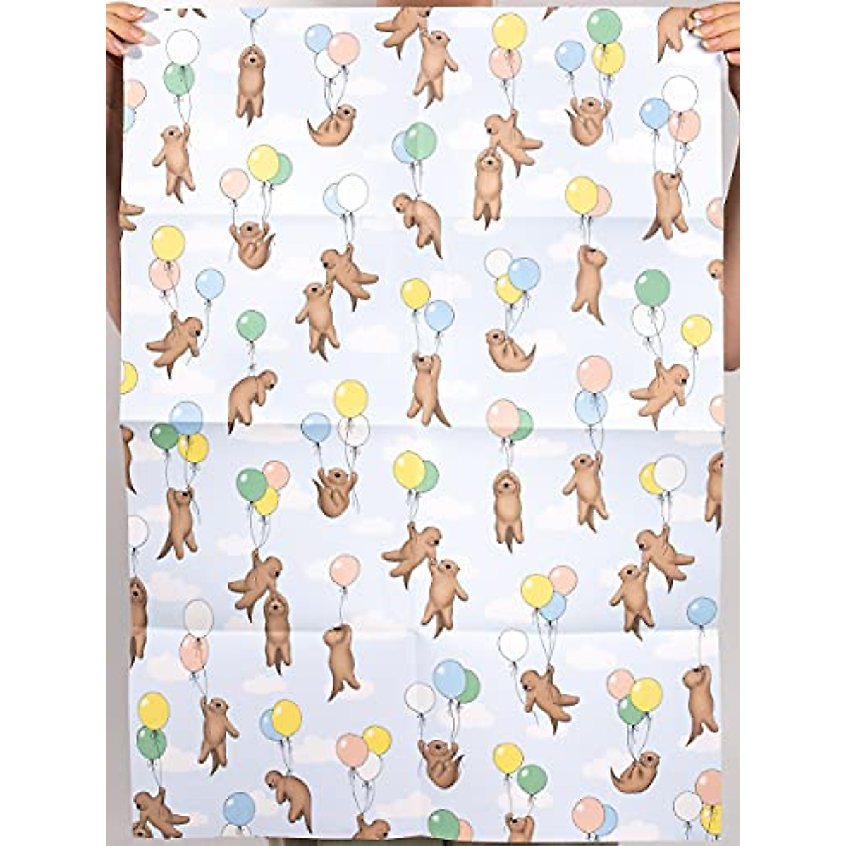 CENTRAL 23 - Cute Wrapping Paper for Her - 6 Sheets of Gift Wrap - Cute Otters Birthday Wrap - For Wife Husband - Colourful Wrapping Paper - Balloons - Recyclable