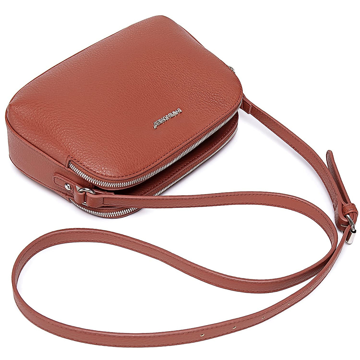 Compact Crossbody Bags for Women,Stylish Designer Shoulder Purses and Handbags with 3 Zip Compartment Porkets,Small Size Red Faux Leather Purse