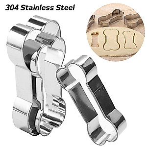 Set of 5, Dog Paws & Bones Silicone Mold and Stainless Steel Dog Bone Cookie Cutters, findTop Food Grade Silicone Mold and 3 Sizes of Biscuit Cutters