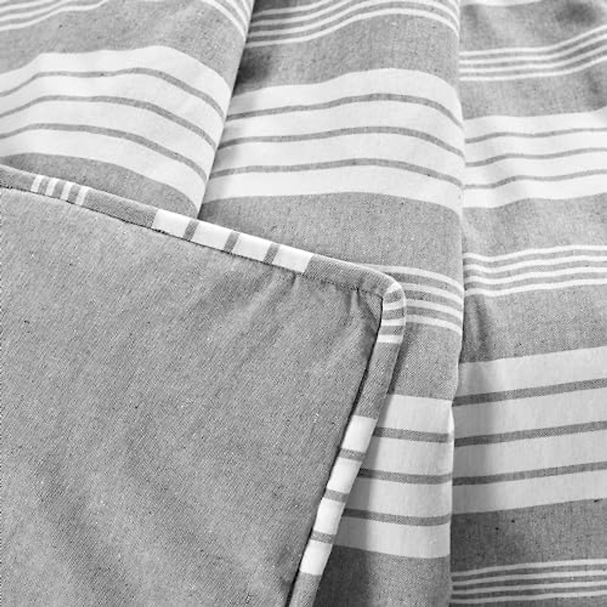 Lush Decor Farmhouse Yarn Dyed Stripe Throw Blanket, Gray/White Single 50X60