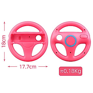 OSTENT Kart Racing Games Steering Wheel for Nintendo Wii Remote Controller Super Mario Game Color Pink