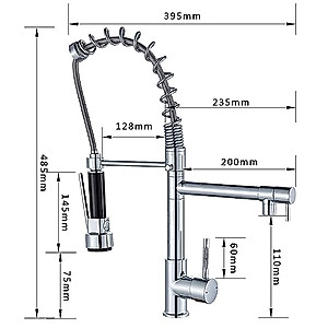 Chrome Spring Pull Down Kitchen Faucet Dual Outlet Spouts 360 Swivel Handheld Shower Kitchen Mixer Hot Cold Taps