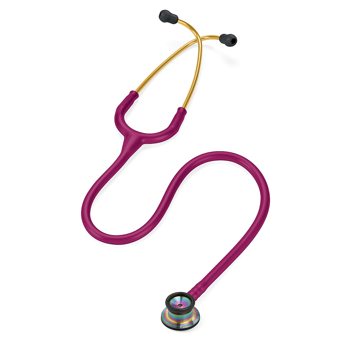 3M Littmann Classic II Infant Stethoscope, 2157, Stainless Steel Rainbow-Finish Chestpiece, 28" Raspberry Tube, Brass Stem, and Headset