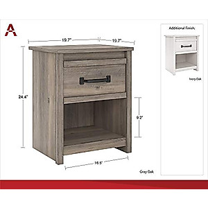 Ameriwood Home Bassinger Nightstand, Gray Oak
